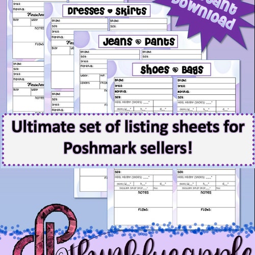 Poshmark Categorized Product Listing Tracker Templates - Etsy