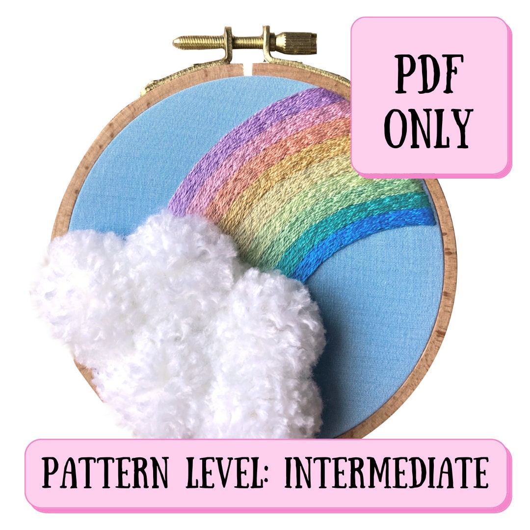 Fluffy Cloud Rainbow 3D Embroidery Pattern + Instructions || PDF ONLY ...