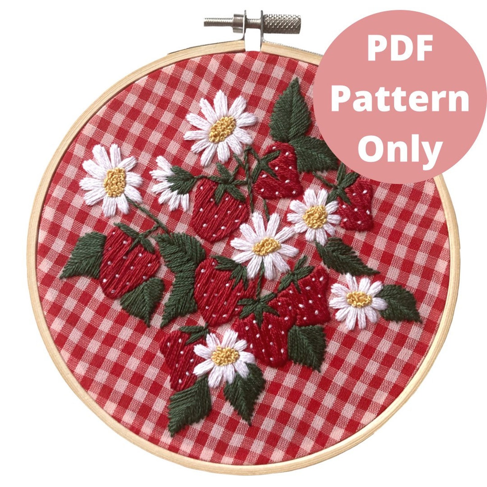 Strawberry Flower Patch Embroidery Pattern for 5 Hoop - Etsy