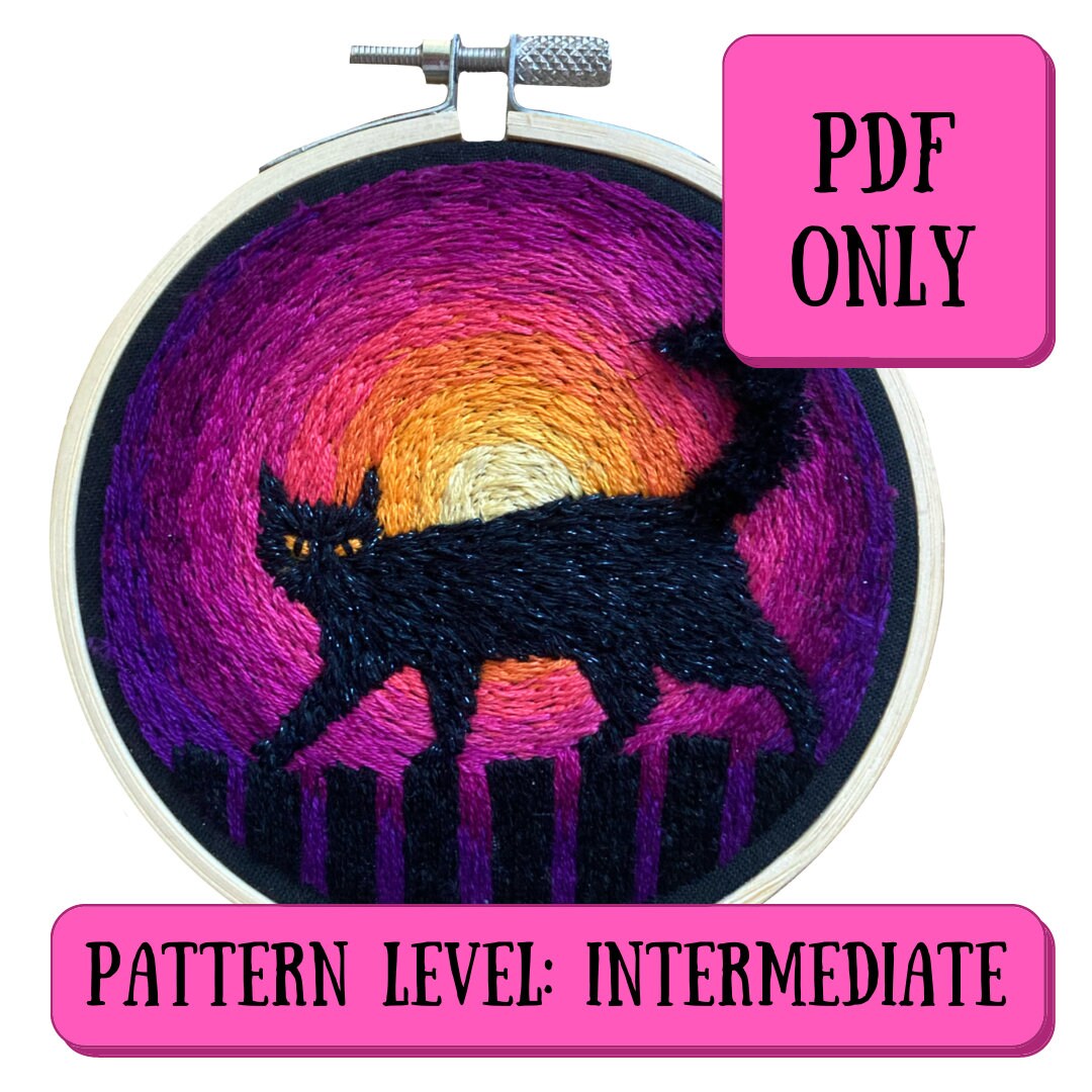 Black Cat Trance Embroidery Pattern + Instructions + Video || PDF ONLY ...