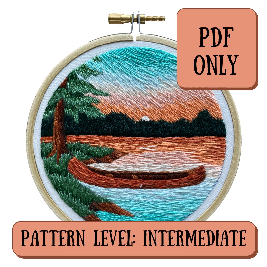 Canoe Lake Sunset Embroidery Pattern + Instructions || PDF ONLY ...