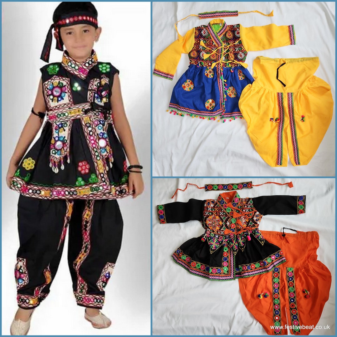 Kids Boys Kediya Dhoti Indian Ethnic Outfit Perfect Garba Dandiya ...
