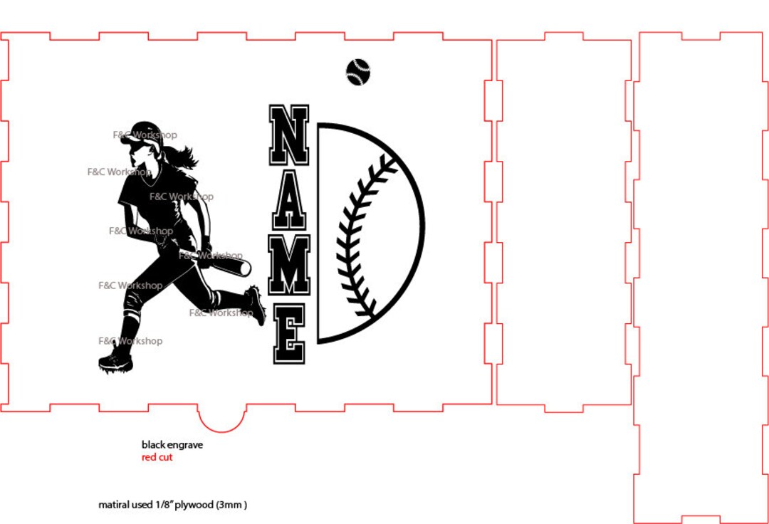 Softball Player LED Light: Laser Cut SVG File (digital Download) - Etsy