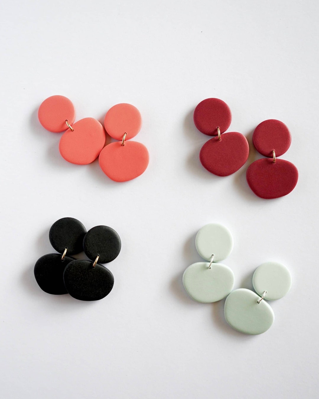 Small Clay Earrings, Clip on Earrings for Women, Titanium Posts ...