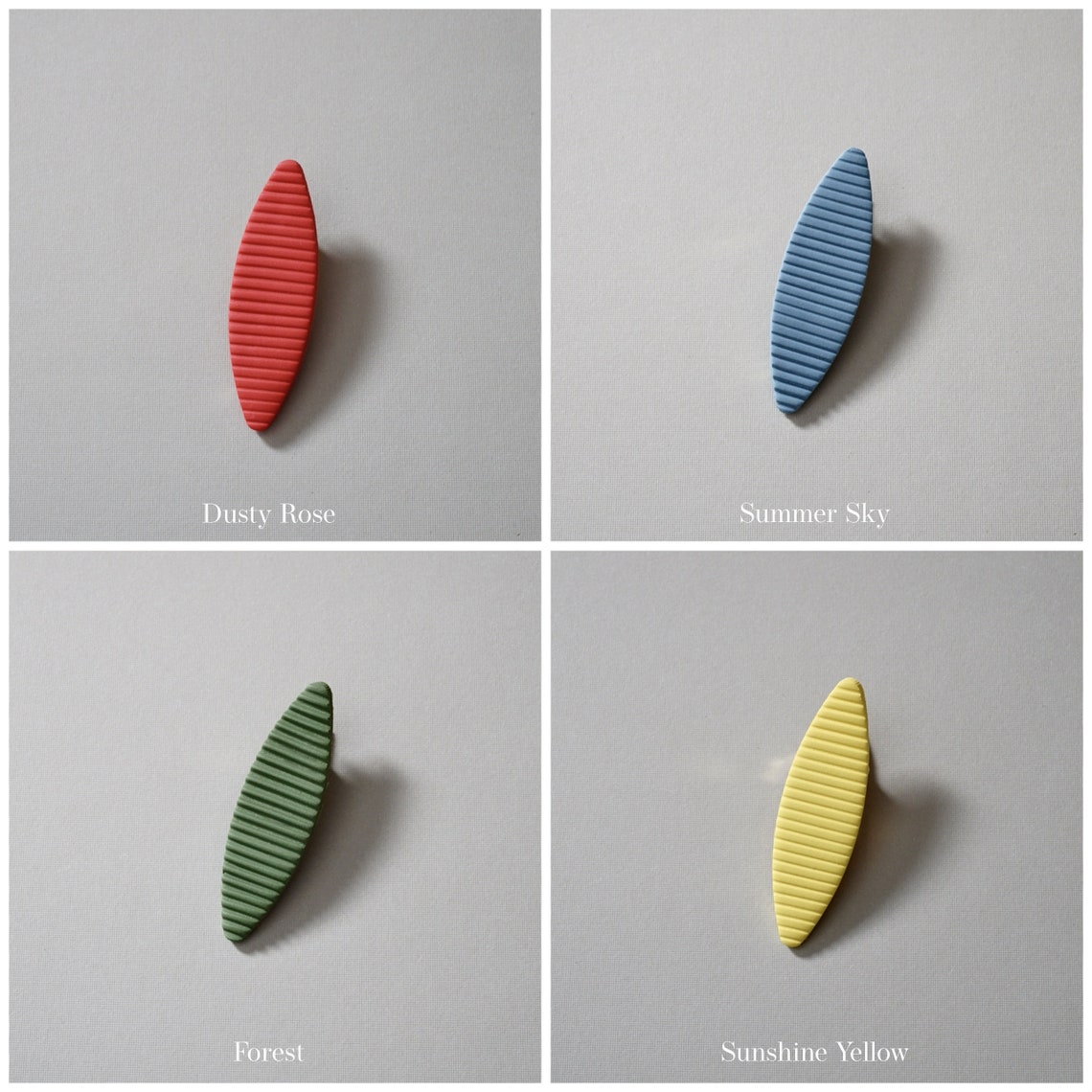 Ribbed Polymer Clay Hair Clips Handmade Oval Clay Hair - Etsy UK