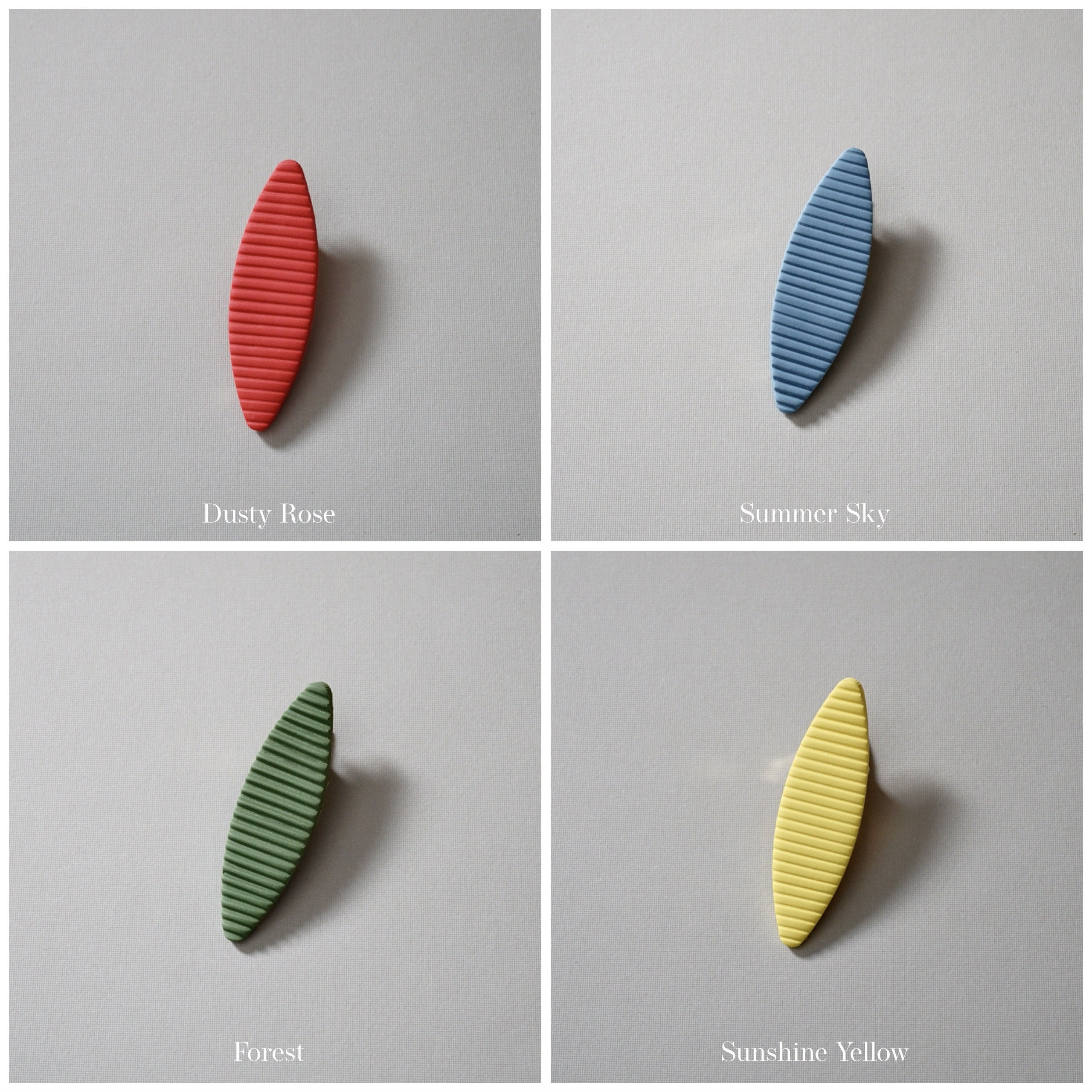 Ribbed Polymer Clay Hair Clips Handmade Oval Clay Hair - Etsy