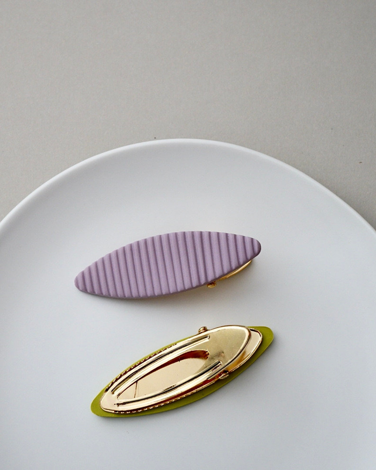 Ribbed Polymer Clay Hair Clips Handmade Oval Clay Hair - Etsy