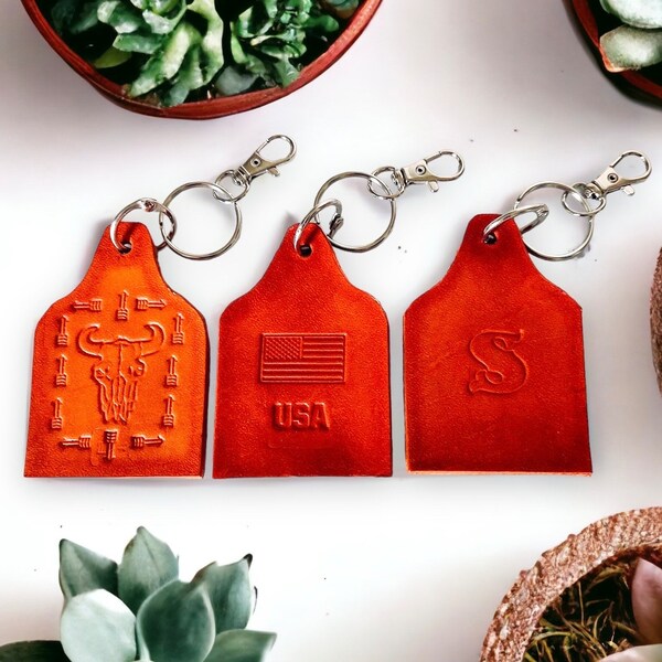 Cow Tag Keychain - Etsy