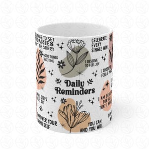 Boho Daily Reminders Mug Wrap: Mental Health Self Love Positive ...