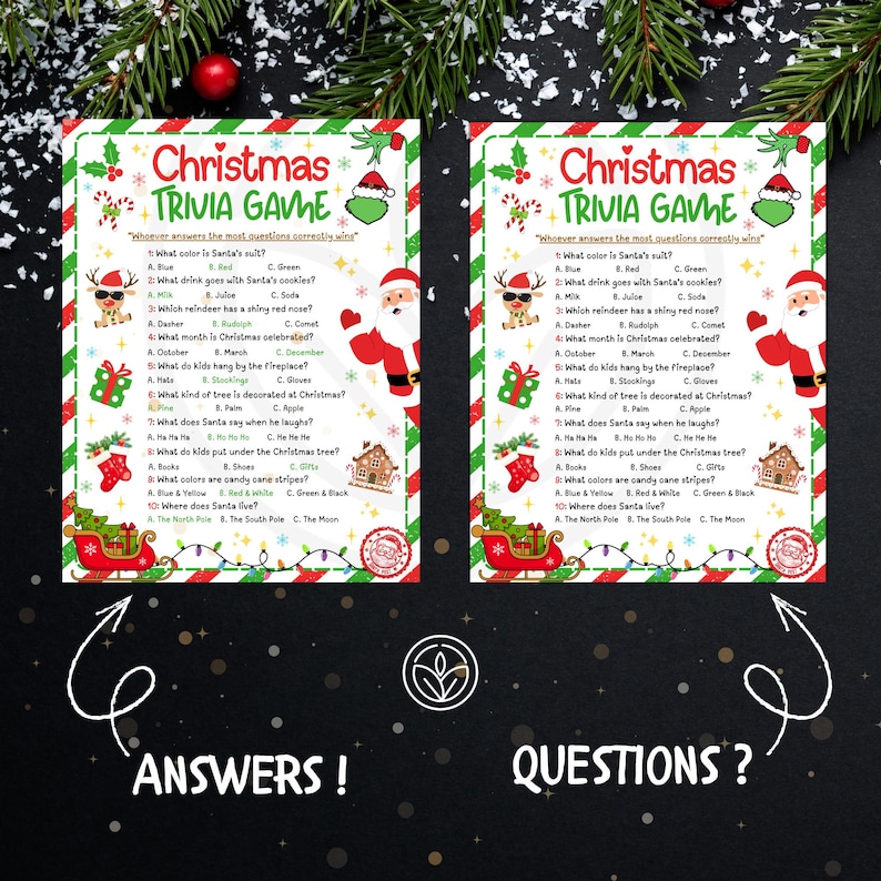Christmas Trivia Game, Kids Winter Class Party, Printable Editable ...