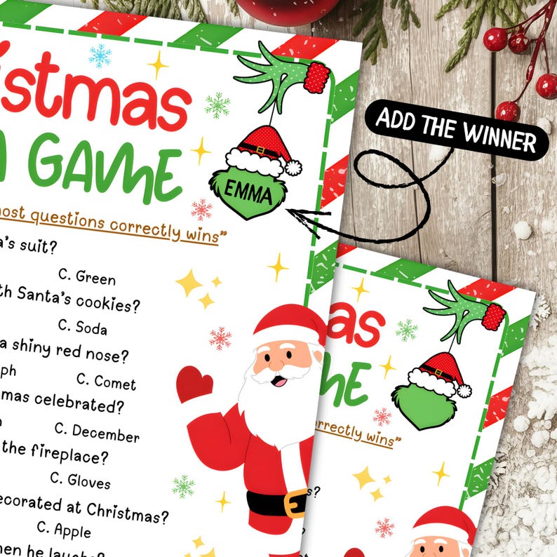 Christmas Trivia Game, Kids Winter Class Party, Printable Editable ...