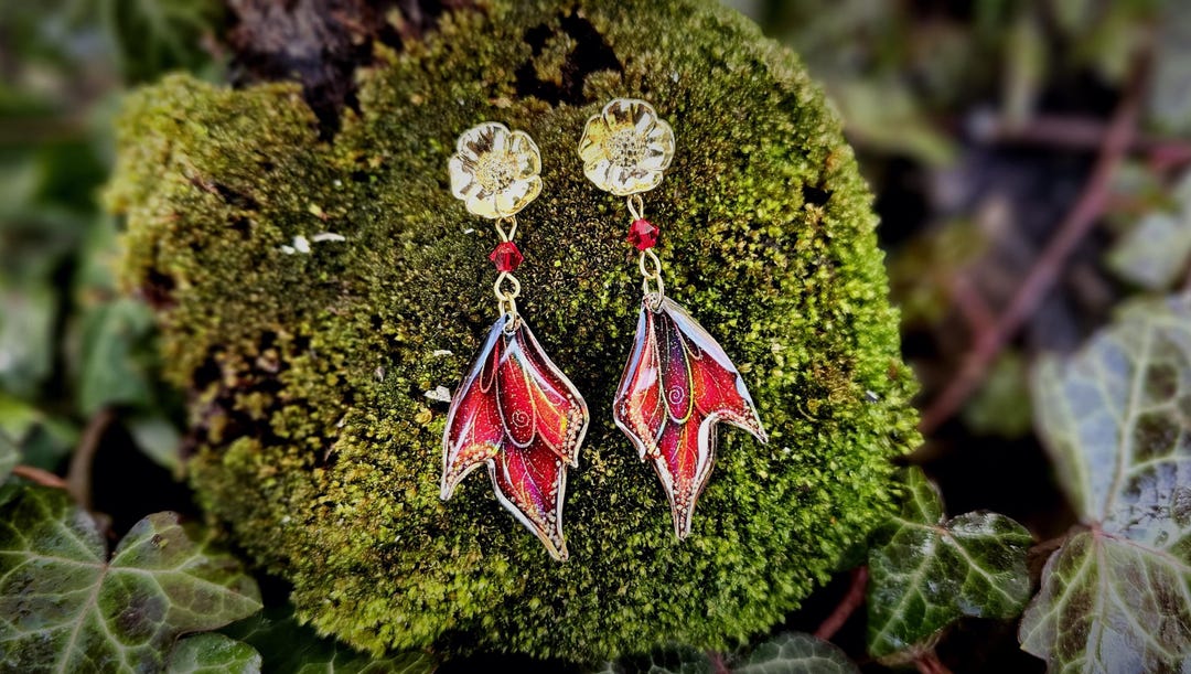 Mini Holographic Fairy Heart Wings Earrings - Etsy