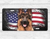 Patriotic German Shepherd License Plate American Flag German - Etsy