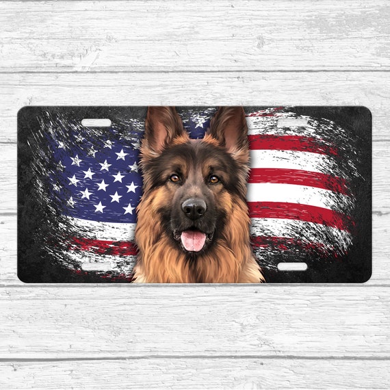 Patriotic German Shepherd License Plate American Flag German - Etsy