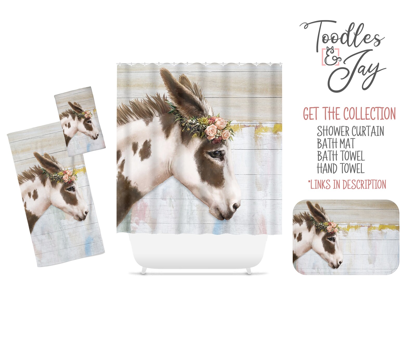 Spotted Donkey Painting Shower Curtain Spotted Donkey Shower - Etsy