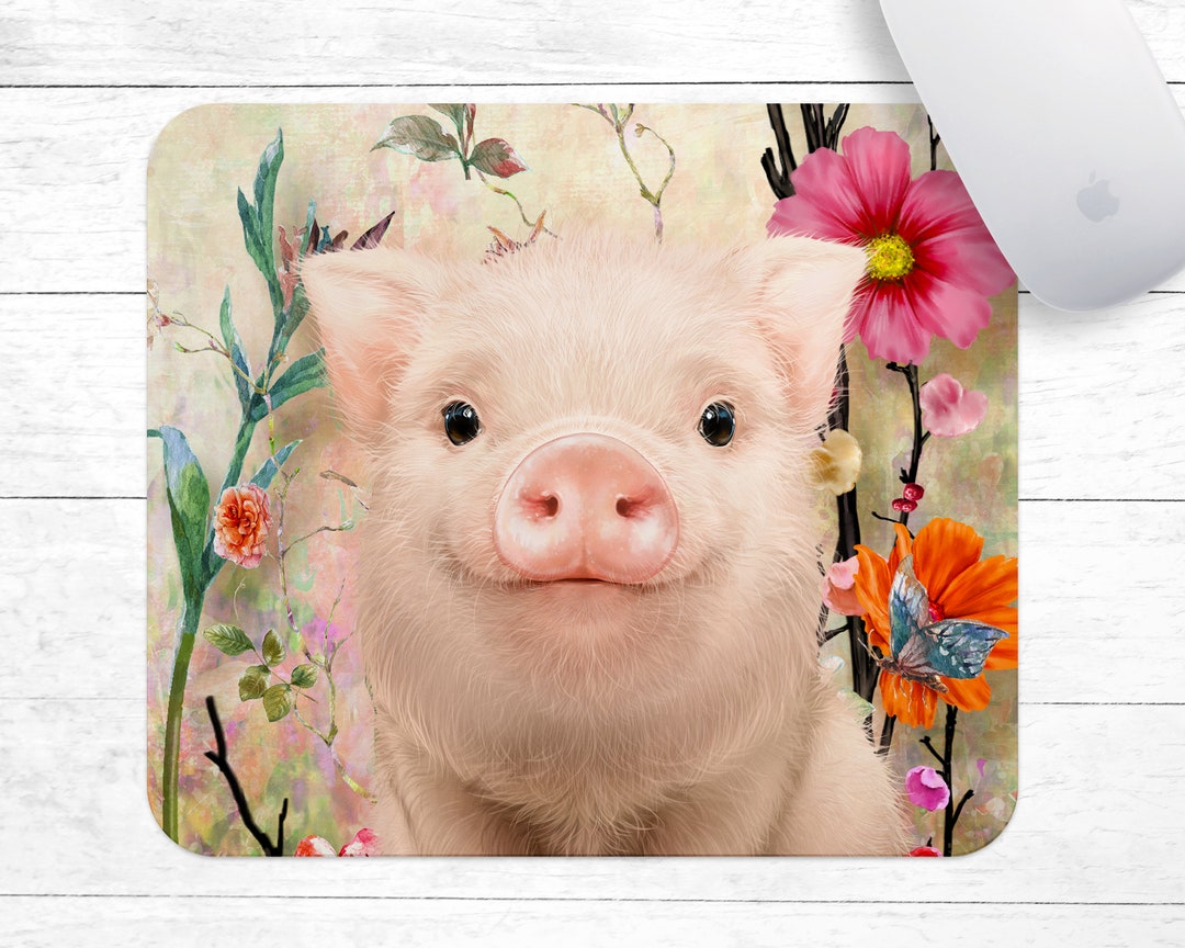 Pig in Flowers Painting Mouse Pad • Pig Painting Mouse Pad • Cute Pig ...