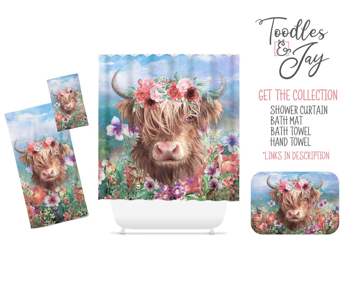 Highland Cow Art Shower Curtain Highland Cow Shower Curtain | Etsy