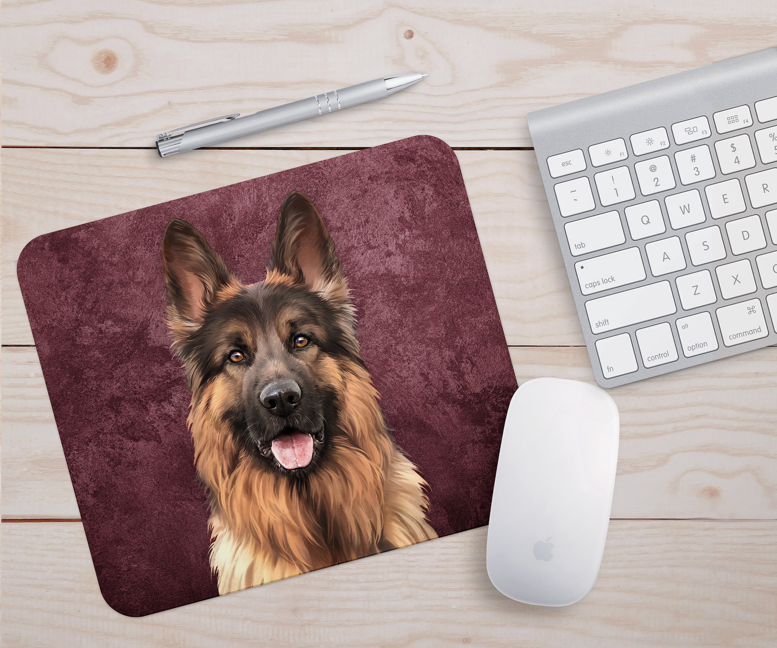 German Shepherd On Computer
