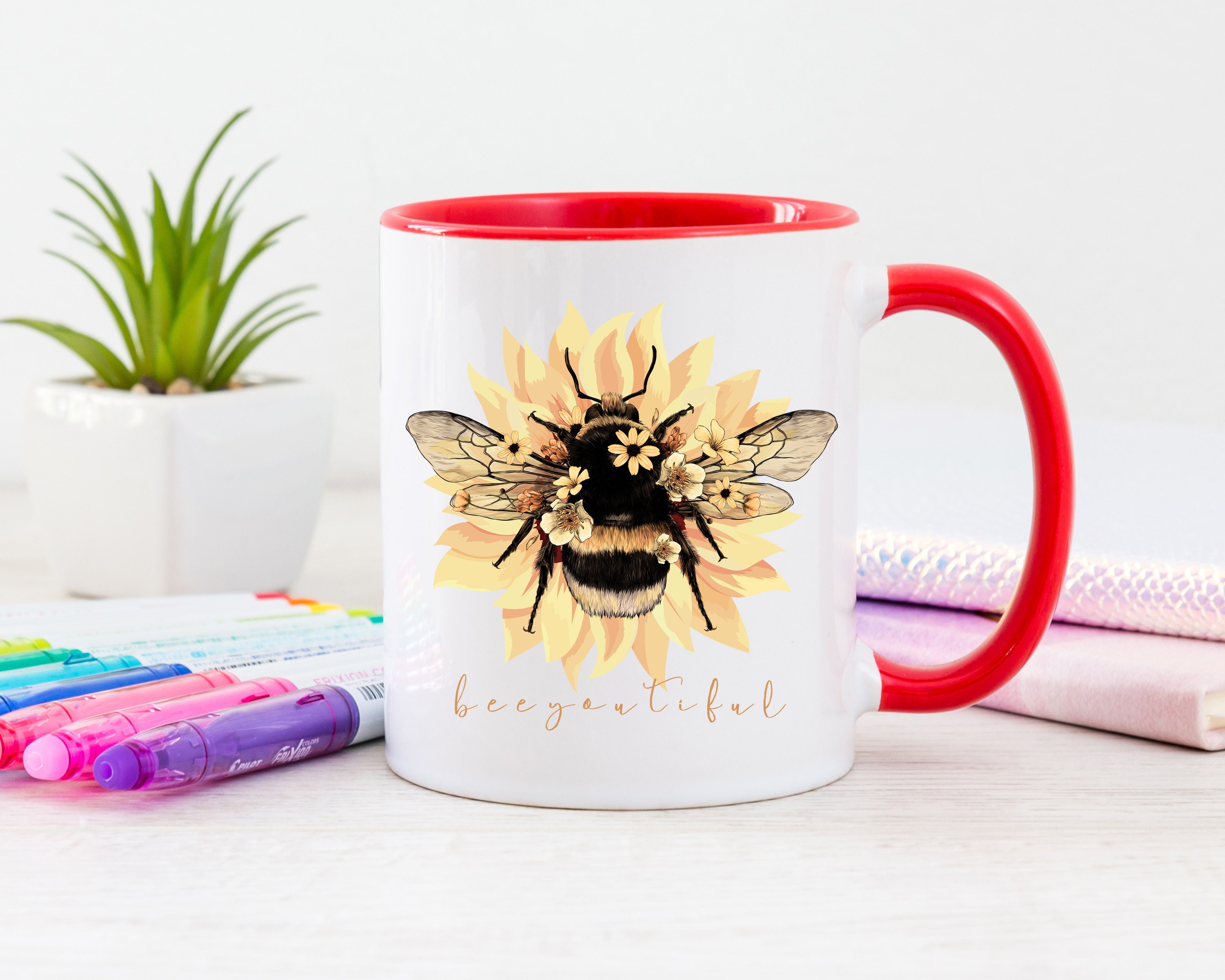 Bee on A Sunflower Mug Bee You Tiful Mug Bumble Bee Mug - Etsy