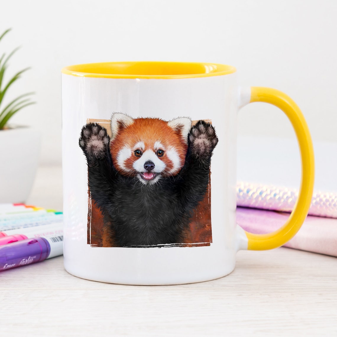 Red Panda Mug Red Panda Art Mug Red Panda Painting Mug | Etsy