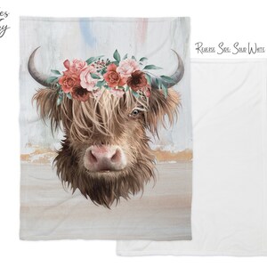 Highland Cow Painting Lightweight Minky Blanket • Highland Cow Blanket ...