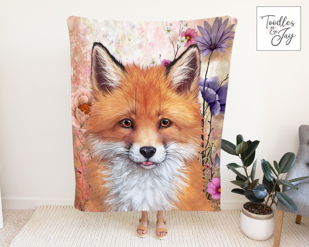 Pretty Fox Painting Lightweight Minky Blanket • Red Fox Blanket • Fox ...