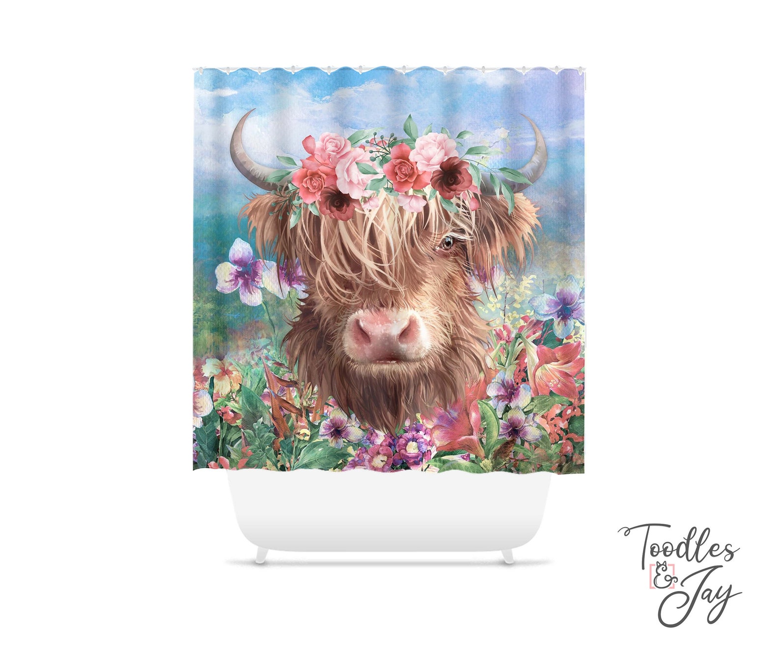 Highland Cow Art Shower Curtain Highland Cow Shower Curtain - Etsy