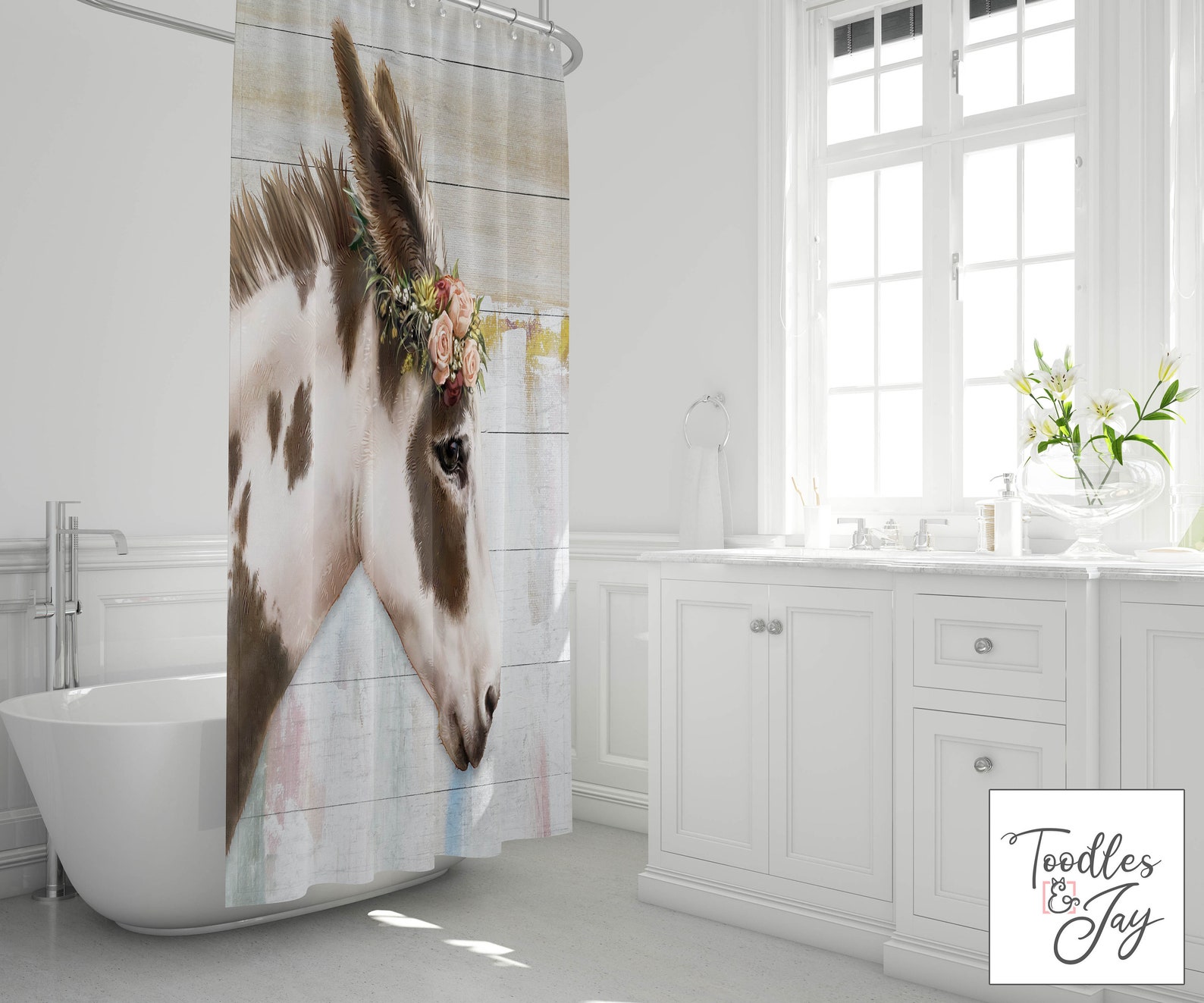 Spotted Donkey Painting Shower Curtain Spotted Donkey Shower | Etsy