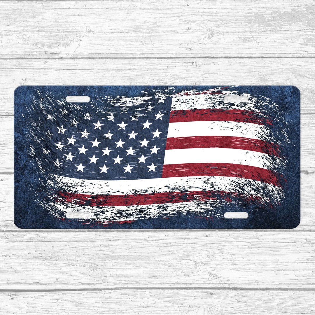 Distressed American Flag License Plate • American Flag Front Plate ...
