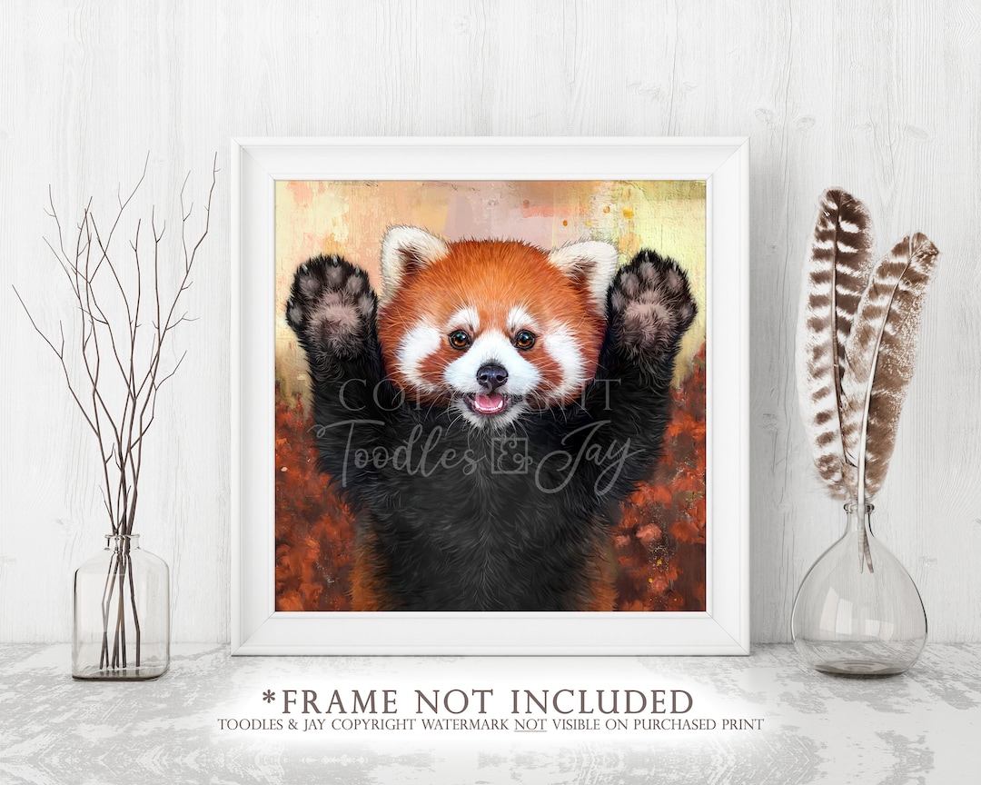 Red Panda Art Print • Red Panda Painting • Cute Red Panda Picture • Red ...