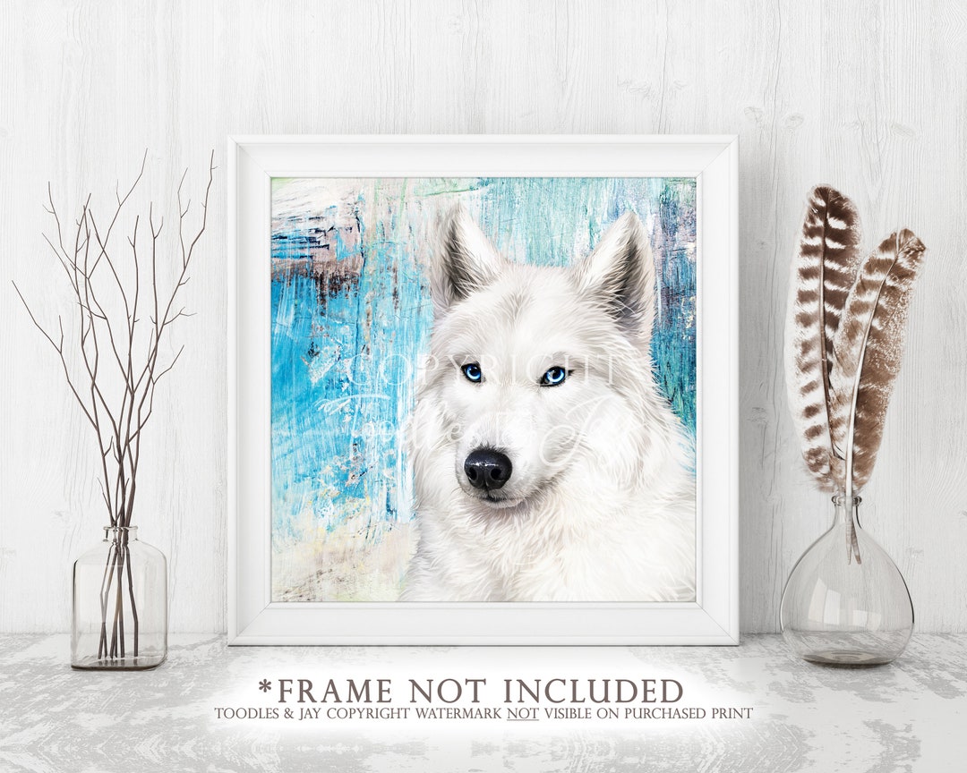 White Wolf Art Print • Wolf Painting • Artic Wolf Picture • Wolf Poster ...