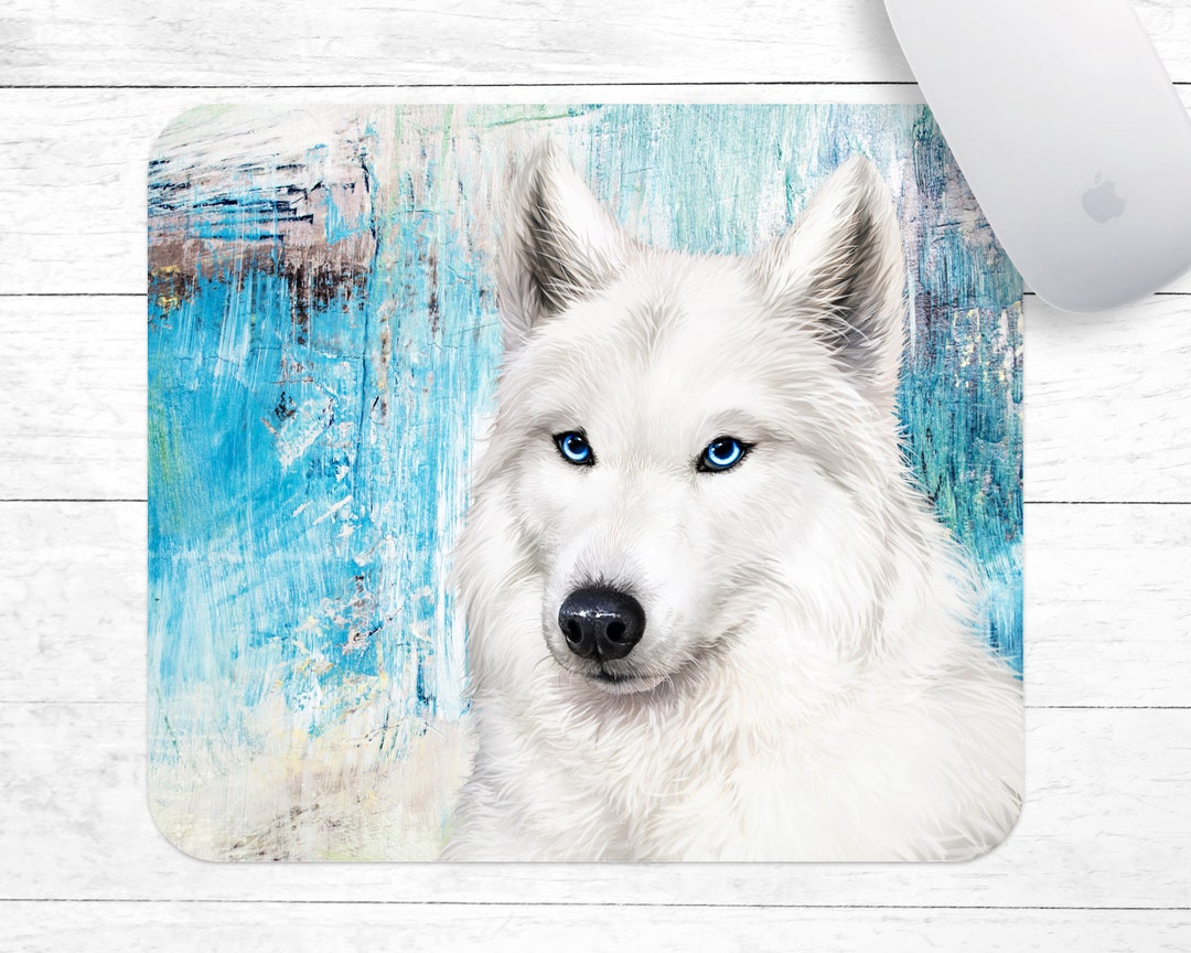 White Wolf Painting Mousepad • Wolf Art Mouse Pad • Artic Wolf Mouse ...