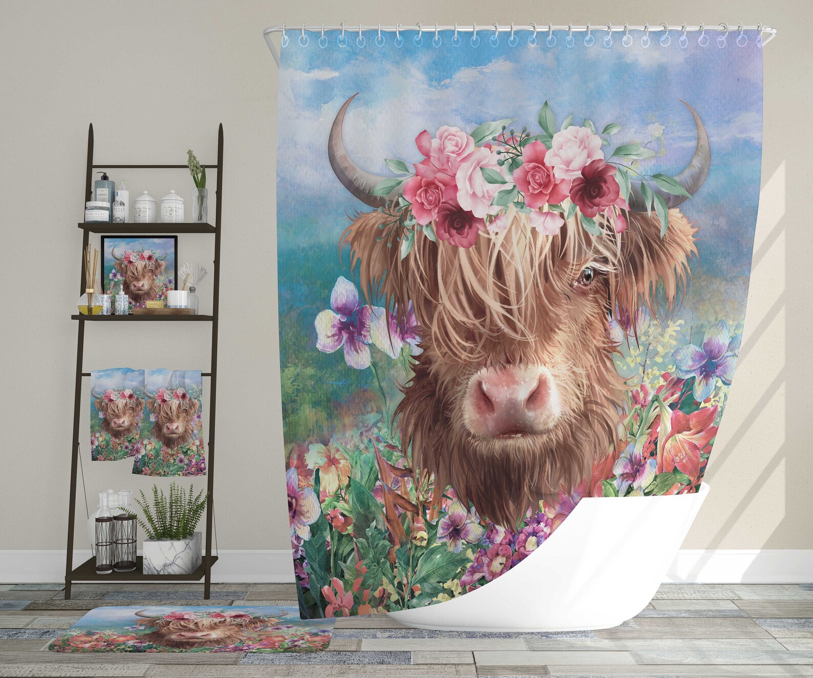 Highland Cow Art Shower Curtain Highland Cow Shower Curtain - Etsy