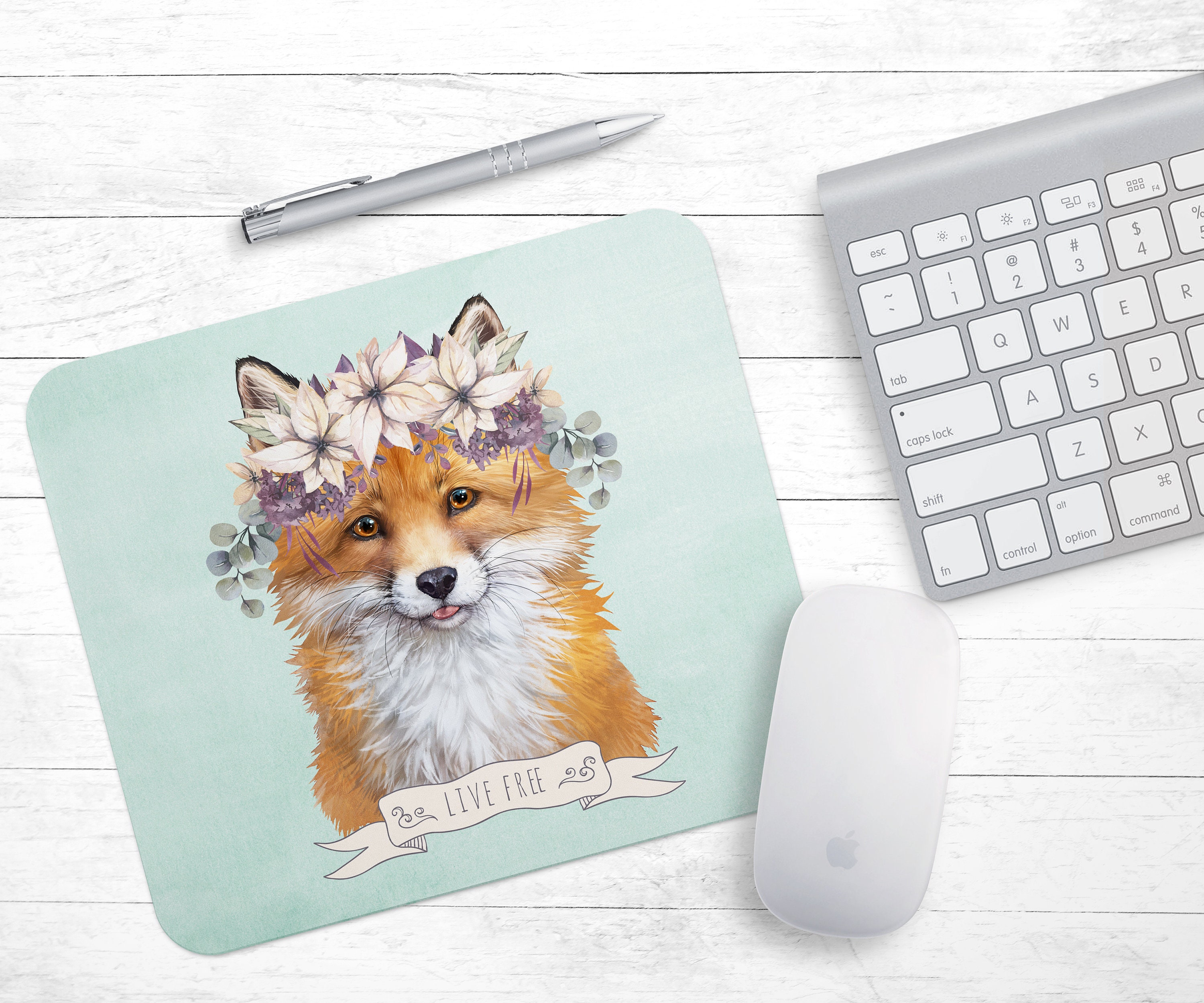 Live Free Fox Painting Mouse Pad Boho Fox Mouse Pad Fox | Etsy