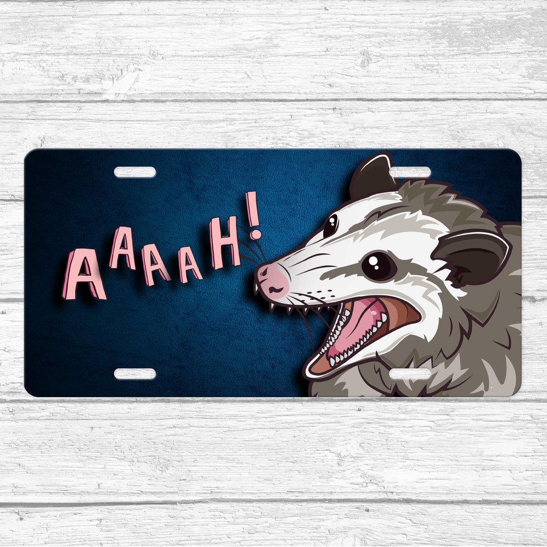 Funny Possum License Plate • Screaming Possum License Plate • Possum ...