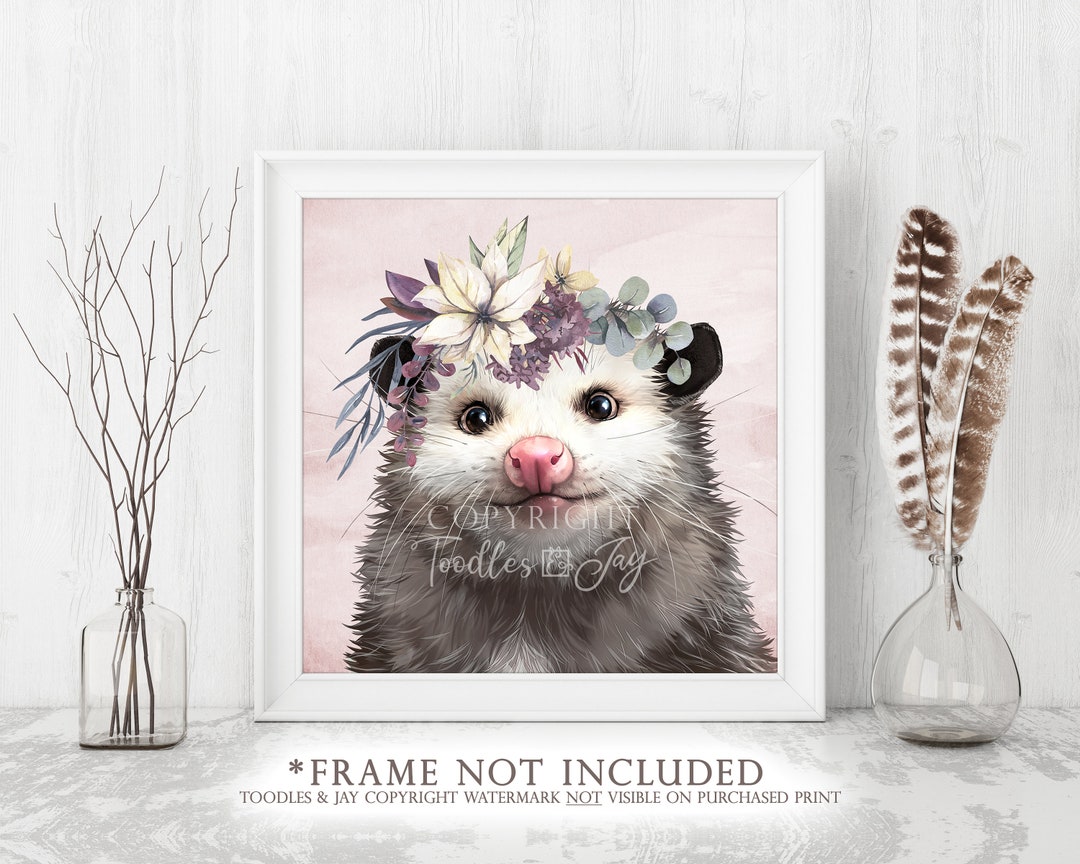 Pretty Possum Art Print • Flower Possum Painting • Cute Possum Picture ...