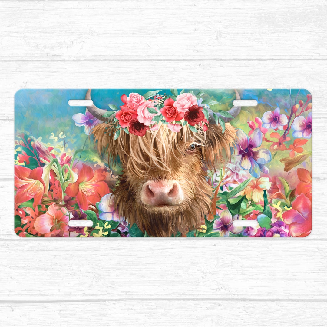 Highland Cow License Plate • Highland Cow Art License Plate • Highland ...