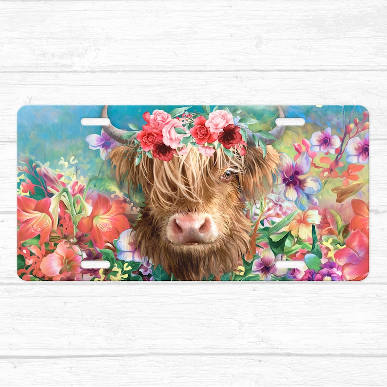 Highland Cow License Plate • Highland Cow Art License Plate • Highland ...