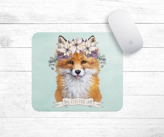 Live Free Fox Painting Mouse Pad Boho Fox Mouse Pad Fox | Etsy