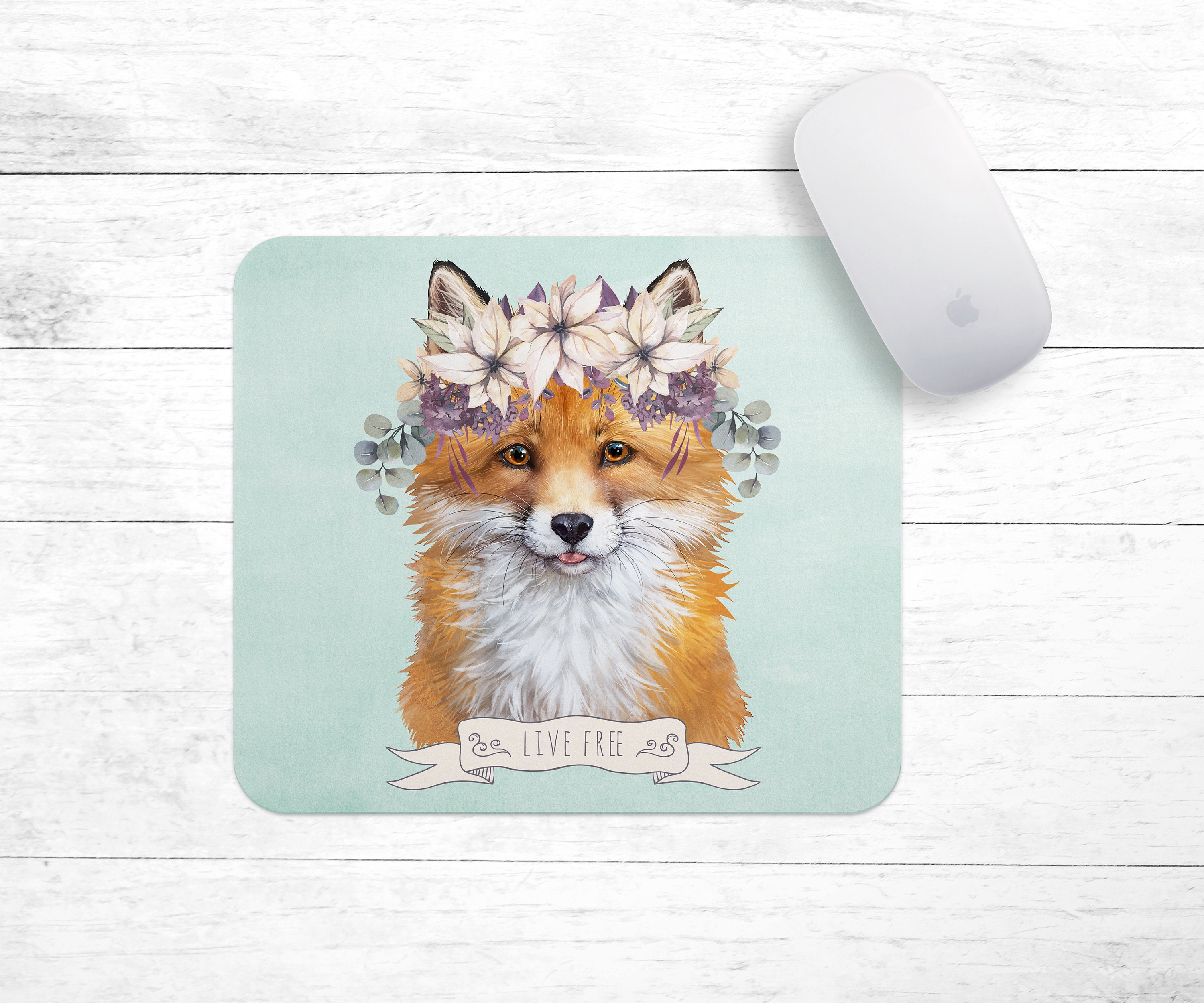 Live Free Fox Painting Mouse Pad Boho Fox Mouse Pad Fox | Etsy