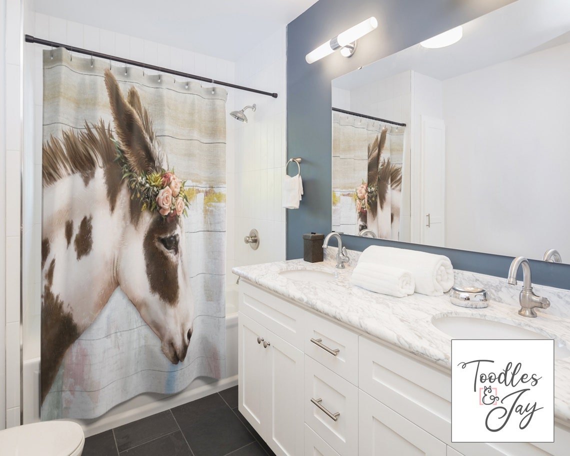 Spotted Donkey Painting Shower Curtain Spotted Donkey Shower - Etsy