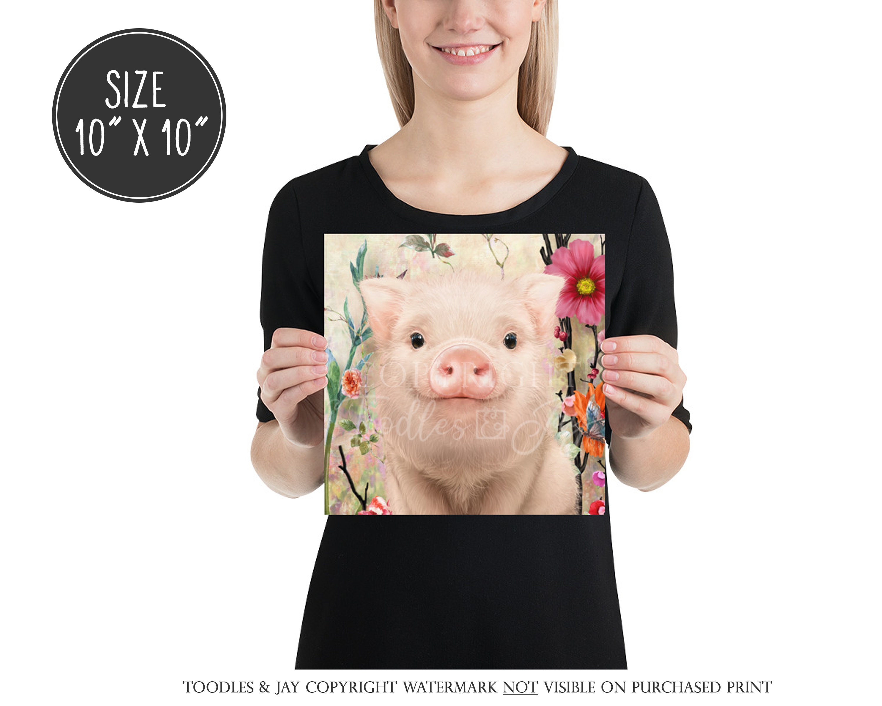 Pig in Flowers Art Print Flower Pig Painting Cute Pig - Etsy