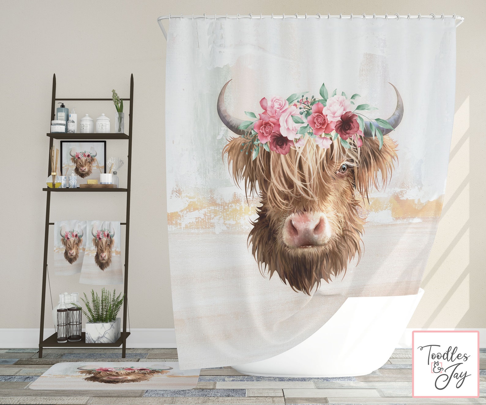 Highland Cow Art Shower Curtain Highland Cow Shower Curtain - Etsy