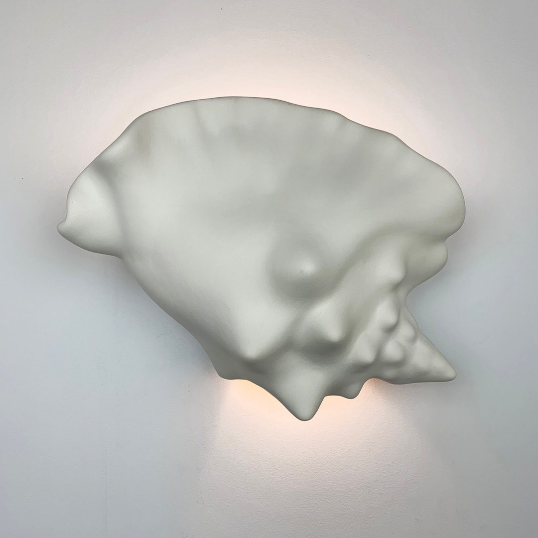 Shell Sconce Conch Shell Ceramic Wall Lighting Coastal Lighting Wall ...