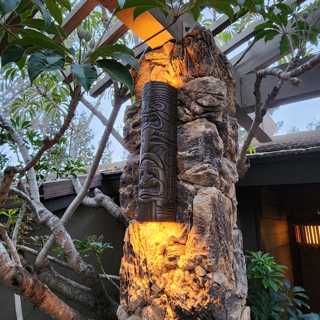 Tiki Totem Ceramic Wall Sconce Polynesian Lighting Tiki Wall Art Light for Tiki Bar Unique ...
