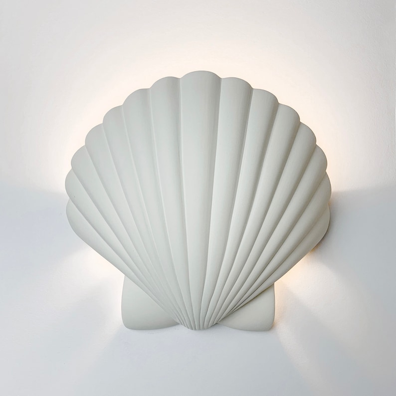 Shell Wall Sconce Coastal Ceramic Scallop Sconce Ceramic Ambiance ...