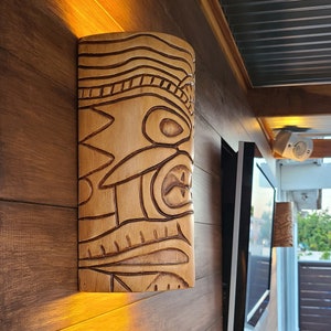 Tiki Mask Wall Sconce up Down Wall Light Polynesian Outdoor Lighting ...