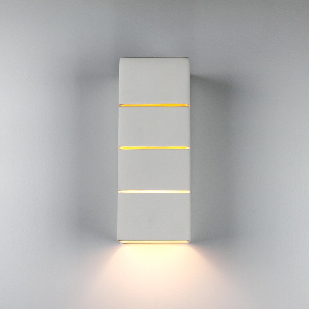 Rectangular Ceramic Wall Sconce With Lighting Cut Outs Wall Mounted ...