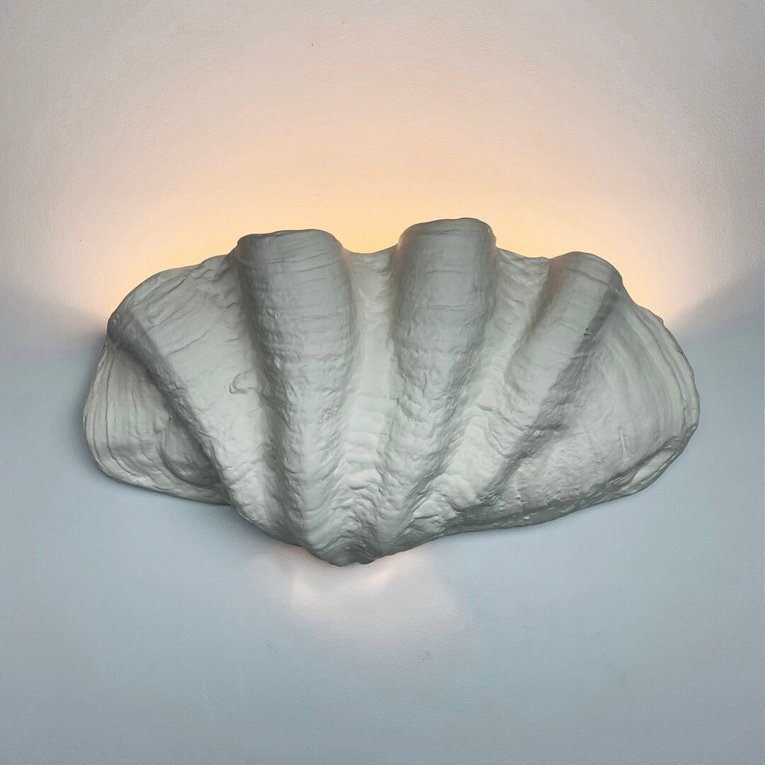 Shell Sconce Giant Clam Shell Ceramic Wall Lighting Nautical Wall ...