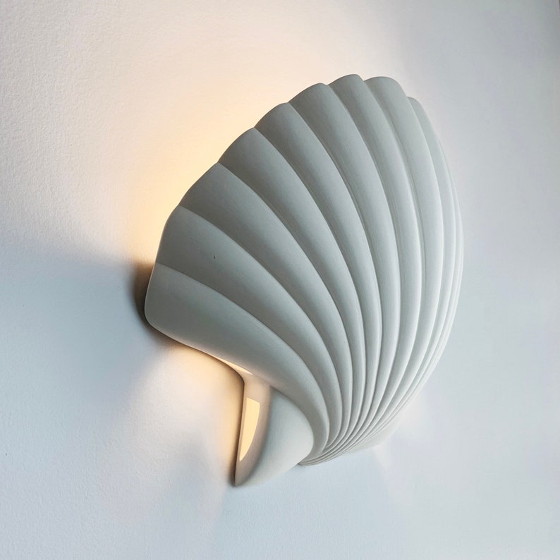 Shell Wall Sconce Coastal Ceramic Scallop Sconce Ceramic Ambiance ...